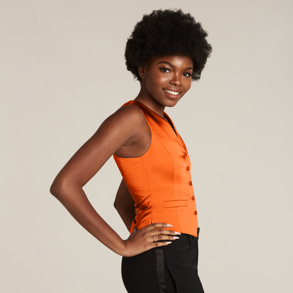 Women's Copper Orange Tuxedo Vest | Little Black Tux – LITTLE BLACK TUX