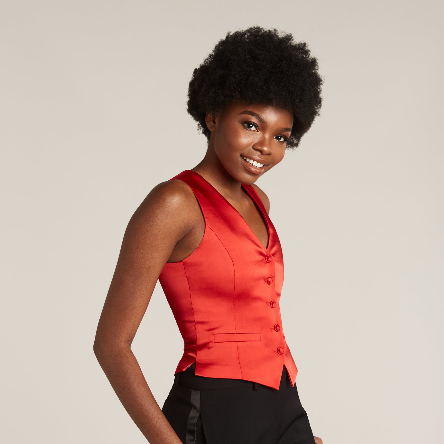 Women's Red Tuxedo Vest